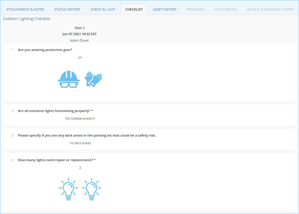 Get Checklist Responses For A WO ServiceChannel